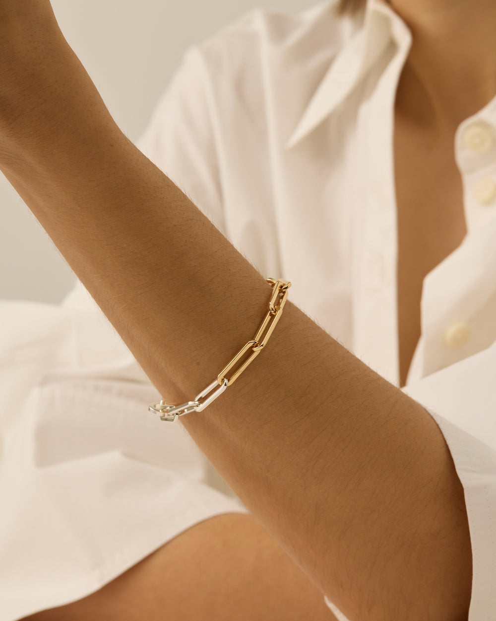 Andi Slim Bracelet | Two-Tone Paperclip Chain | JENNY BIRD Canada