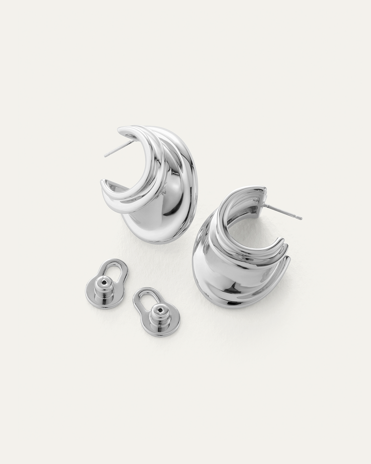 Leona Hoop Earrings | Silver Statement Hoops | JENNY BIRD Canada