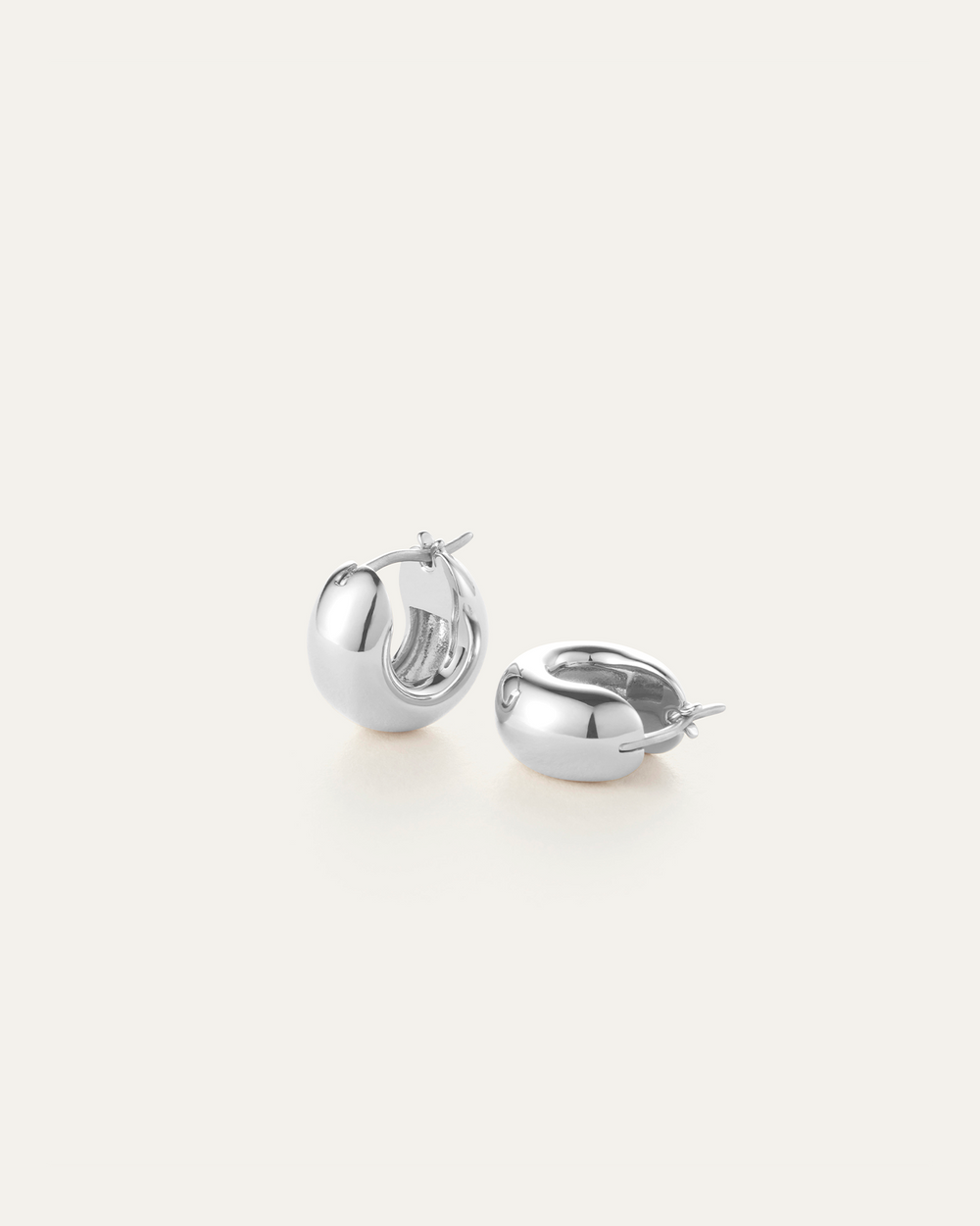 Mini Tome Hoops Silver | Thick Huggie Earrings | JENNY BIRD Canada