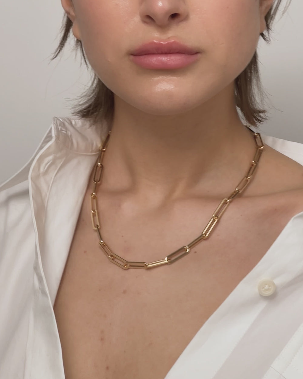 Andi Slim Chain | Gold Paperclip Chain Necklace | JENNY BIRD Canada